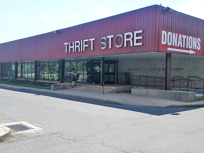 The iconic red exterior beckons like a siren song to treasure hunters. This unassuming building houses thousands of potential stories waiting to be discovered.