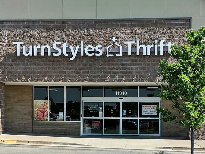 The unassuming storefront of TurnStyles Thrift belies the wonderland of treasures waiting inside. Like a secondhand Narnia, this portal promises adventures in bargain hunting.