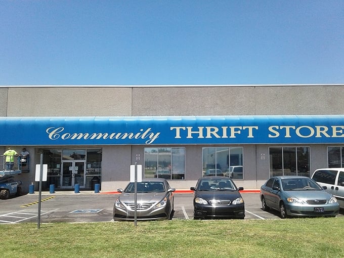 The unassuming blue awning of Community Thrift Store beckons like a portal to treasure-hunting paradise. Oklahoma's bargain hunters know what awaits inside.