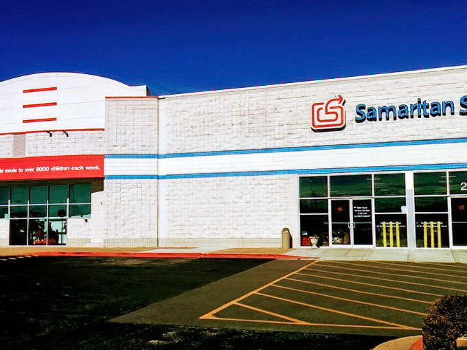 The unassuming exterior of Samaritan Shop in Rogers hides a treasure trove within&mdash;like finding a portal to bargain heaven disguised as a strip mall storefront.