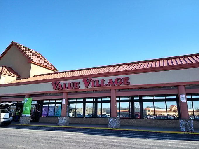 The iconic red-roofed Value Village in Silver Spring stands like a beacon for treasure hunters, promising adventures in affordable retail archaeology.