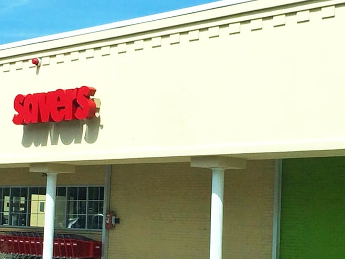 The unassuming exterior of Savers in Framingham &ndash; proof that treasure-hunting paradises don't need flashy facades to hide their bargain bounties.