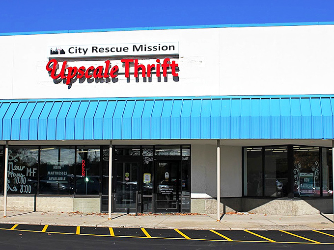 That iconic blue awning signals treasure-hunting territory ahead. Like a retail oasis in Lansing's shopping landscape.