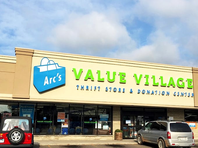 The beige facade with bright blue and green signage isn't just a storefront&mdash;it's the gateway to Minnesota's most ambitious treasure hunt.