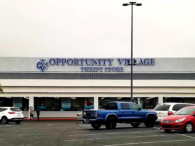 The unassuming exterior hides a treasure trove within—like finding a speakeasy, but instead of cocktails, you'll discover vintage cardigans and mid-century lamps.