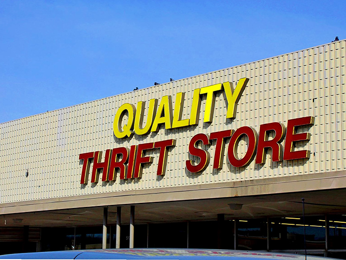 The yellow brick road to bargain heaven! Quality Thrift Store's unassuming exterior houses treasures that would make any Oklahoma treasure hunter's heart skip a beat.