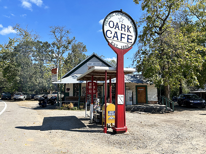 The pilgrimage begins here &ndash; a humble white building with a vintage Oark Cafe sign that's drawn road-trippers and hungry adventurers for generations.