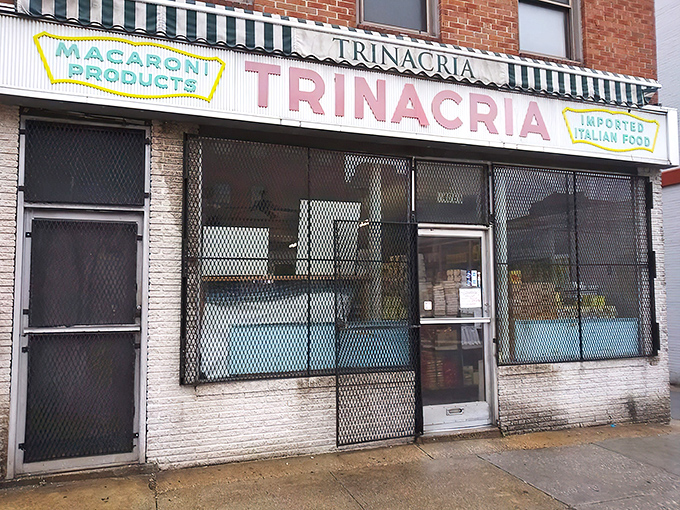 The unassuming storefront that launched a thousand food pilgrimages. Trinacria's vintage exterior promises authentic Italian treasures within those humble brick walls.