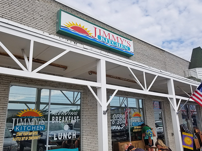Jimmy's Kitchen welcomes hungry travelers with its cheerful sun logo and promise of breakfast that's worth getting out of bed for.