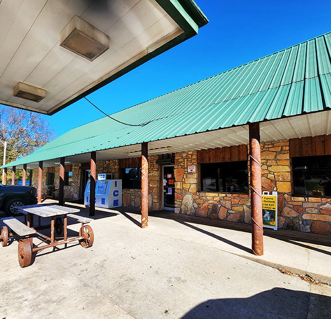 The humble exterior belies the culinary treasures within. Under Oklahoma's big sky, this unassuming building houses pie perfection that's worth every mile of the journey.