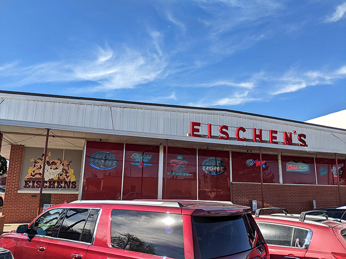 The unassuming brick exterior of Eischen's Bar in Okarche welcomes hungry pilgrims. Those motorcycles aren't parked outside by accident&mdash;riders know where the good stuff is.