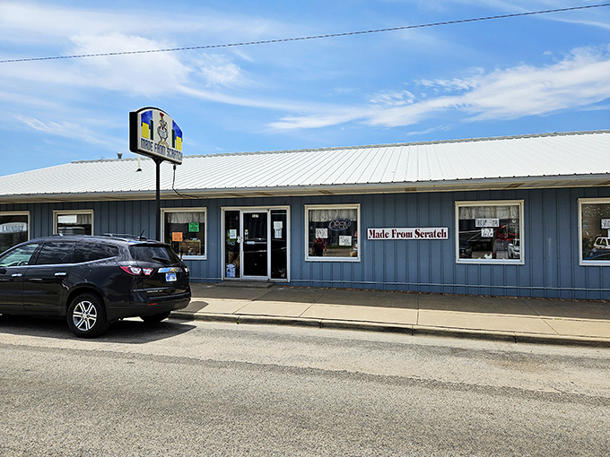 The unassuming blue exterior that houses culinary treasures worth a detour. Like most of Kansas's best-kept secrets, it's hiding in plain sight.