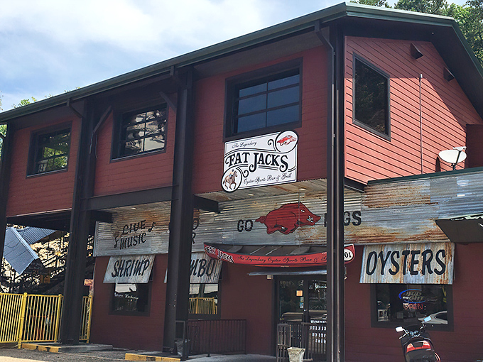 The rustic red exterior of Fat Jack's promises simple pleasures: live music, cold beer, and seafood treasures that would make coastal restaurants jealous.