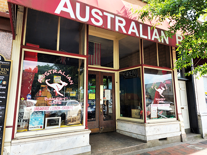 The storefront beckons like a culinary embassy, promising authentic Down Under delights in the heart of Marietta Square.