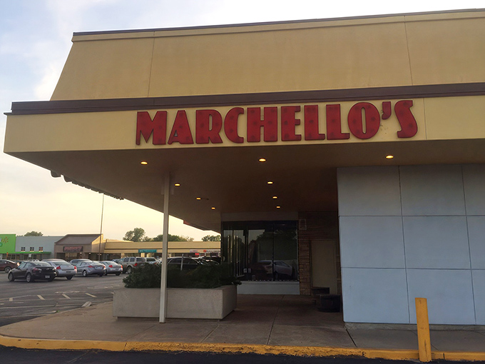 Marchello's unassuming strip mall exterior proves once again that culinary treasures often hide in the most ordinary-looking places. The red sign beckons like a lighthouse for hungry travelers.