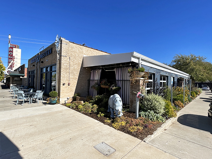 Twinkling lights and a welcoming glow &ndash; Rococo on Western transforms from unassuming brick storefront to culinary beacon after sunset.