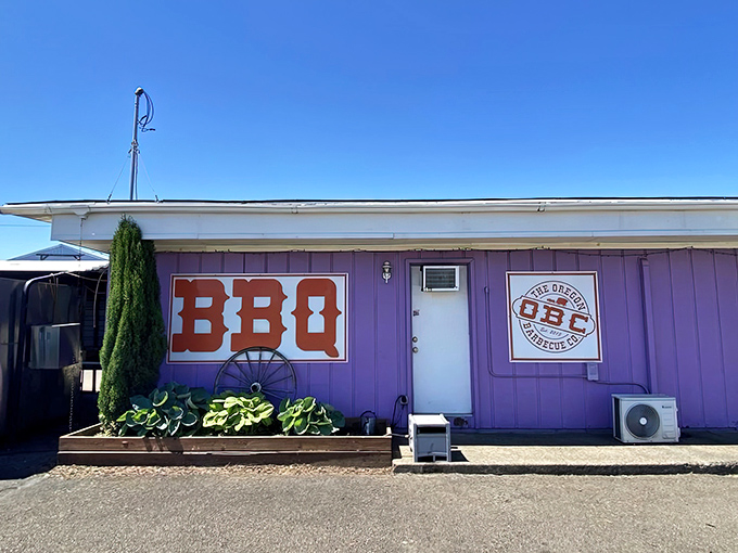 The purple palace of pork! Oregon Barbecue Company's humble exterior belies the smoky treasures waiting inside this Albany landmark.