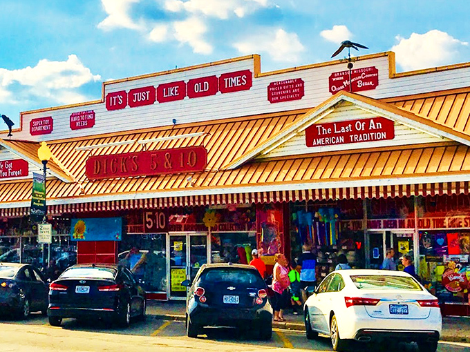 The glowing neon sign of Dick's 5 & 10 beckons like a lighthouse of nostalgia on Branson's main strip. "It's Just Like Old Times" isn't just a slogan&mdash;it's a promise. 