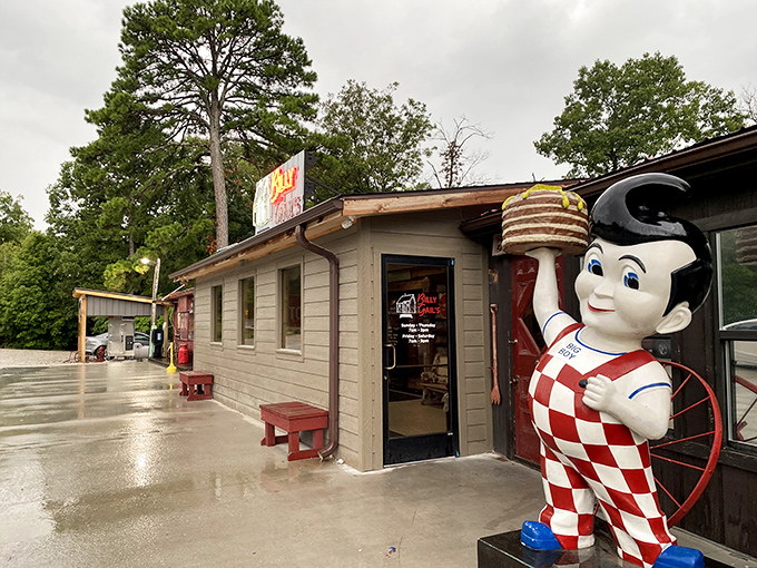 Billy Gail's rustic exterior feels like stepping into a postcard from simpler times, complete with colorful benches and vintage Americana charm. 