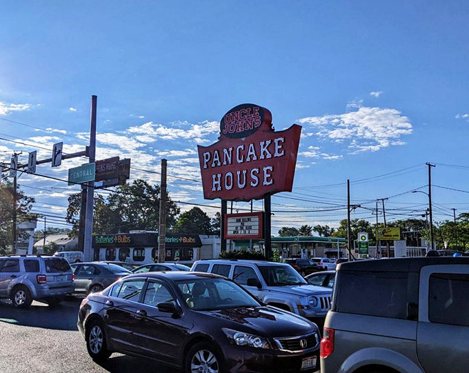 The unassuming exterior of Uncle John's Pancake House—proof that breakfast greatness often hides behind modest facades. Those black awnings have sheltered hungry Toledoans for generations.