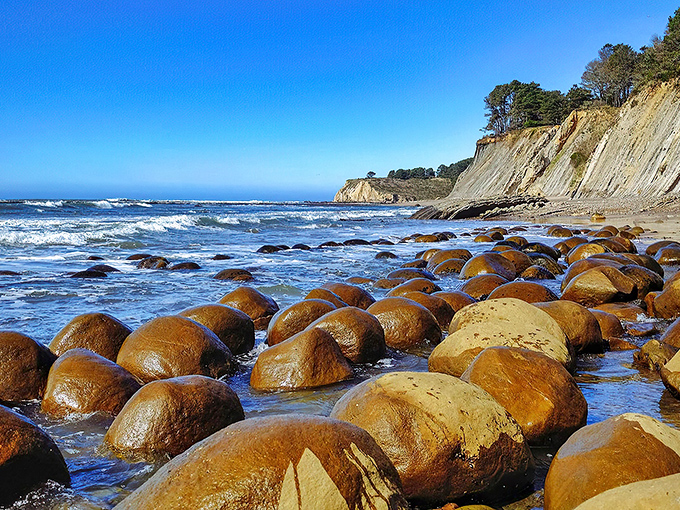 Nature's own masterpiece unfolds where dramatic cliffs meet pristine shoreline. Schooner Gulch offers the kind of solitude that makes you forget about your inbox completely.