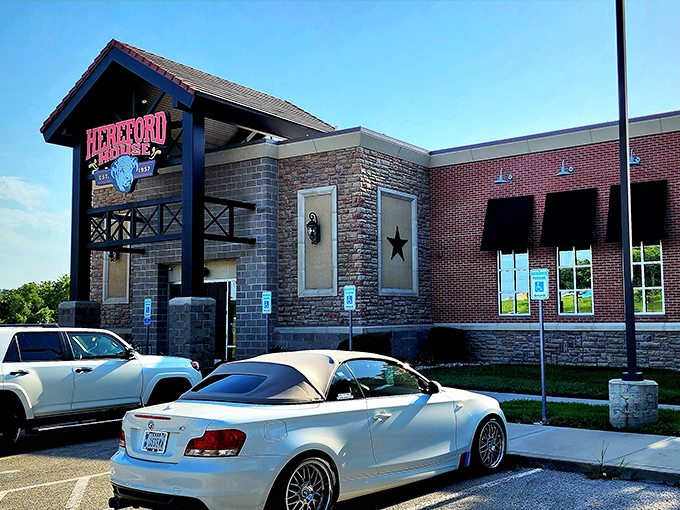 The Hereford House in Shawnee stands proud with its stone-and-brick exterior, that iconic bull logo practically daring you to come in and test your appetite.