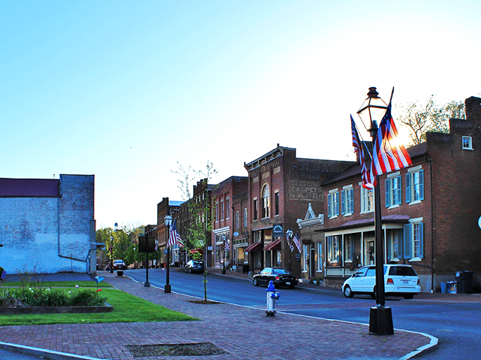 Main Street magic at its finest! Jonesborough's iconic clock tower stands sentinel over brick-lined streets where history isn't just preserved—it's lived daily.