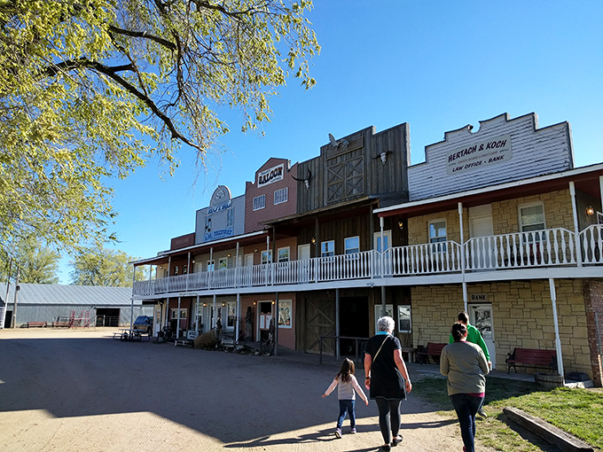 The Old West comes alive at twilight, when Hedrick's fa&ccedil;ade glows with string lights like a frontier town waiting for your arrival.
