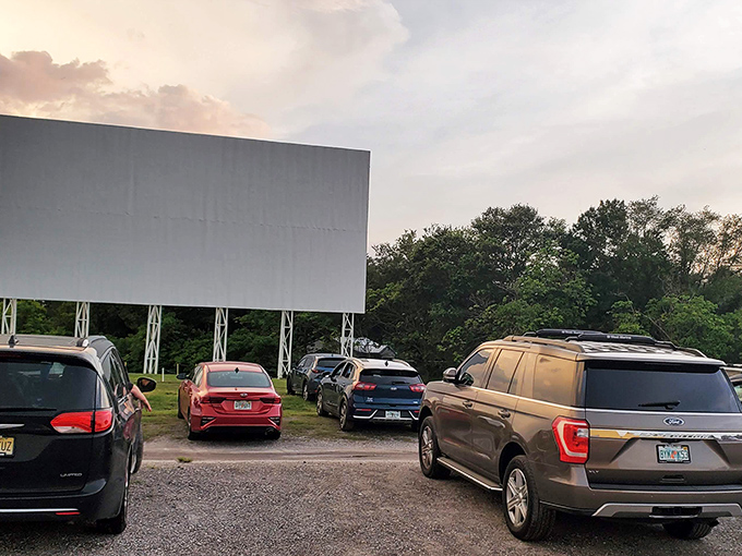 Cars line up as dusk settles over the Silver Moon's massive screen. There's something magical about watching advertisements for local businesses before the main feature begins.