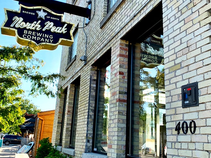 The historic brick fa&ccedil;ade of North Peak Brewing Company stands proud on Front Street, a Traverse City landmark that's been reinvented as a temple to craft beverages and comfort food.