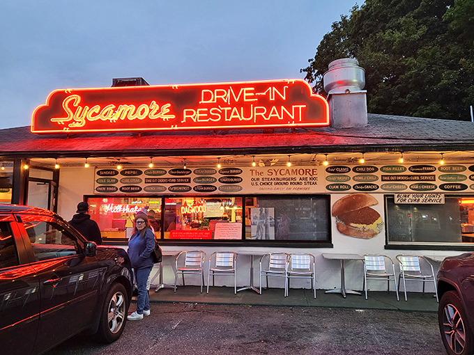 That neon glow isn't just illuminating the night—it's beckoning you to a Connecticut treasure where time stands deliciously still.