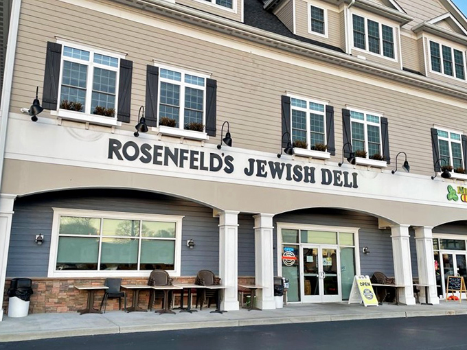 The classic facade of Rosenfeld's Jewish Deli stands like a beacon of comfort food amid Rehoboth's beach establishments. Here, Manhattan meets Maryland in delicious harmony.