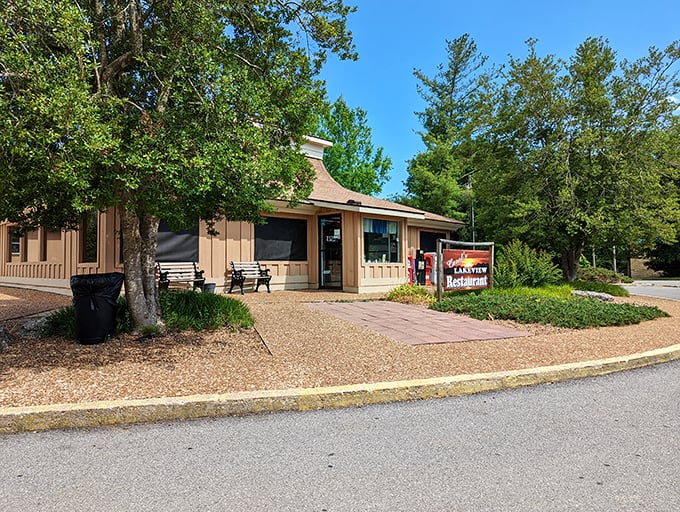 A rainbow arches over Carol's Lakeview Restaurant, as if nature itself is pointing the way to this unassuming culinary treasure in Cherokee Village.