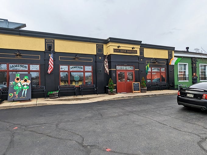 The classic navy exterior with bright red doors isn't just eye-catching&mdash;it's practically a portal to Dublin nestled right in West Lafayette.