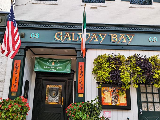 The emerald-green storefront of Galway Bay beckons like a Celtic oasis in downtown Annapolis, complete with the Irish flag proudly waving hello.