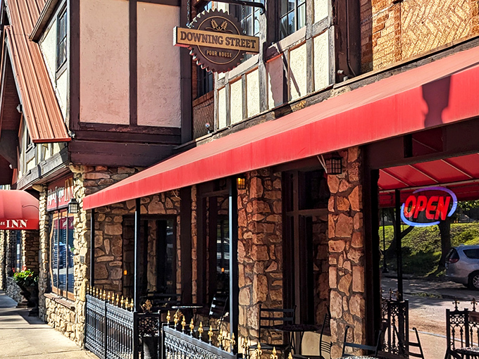 The Tudor-style fa&ccedil;ade of Downing Street Pour House stands out in Hollister like a British diplomat at a barbecue&mdash;distinctive, charming, and impossible to ignore.
