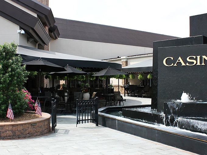 The glowing green Bonz sign beckons like a culinary lighthouse in the night, promising steak salvation amid Delaware's rural landscape. 