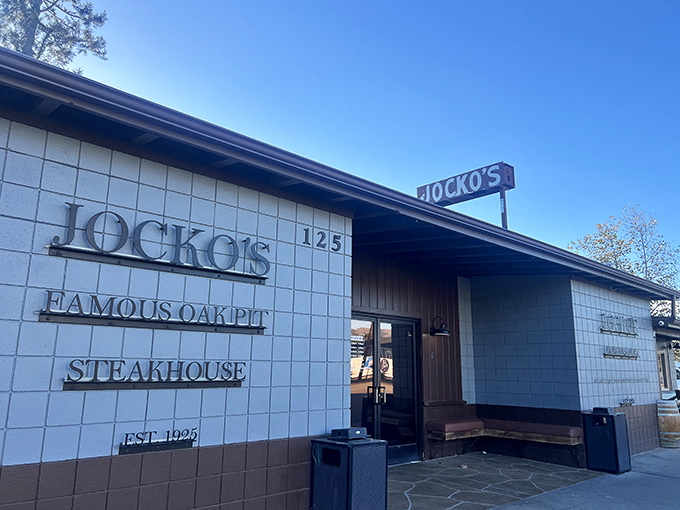 The unassuming exterior of Jocko's since 1957 proves that great steakhouses, like great novels, shouldn't be judged by their covers.