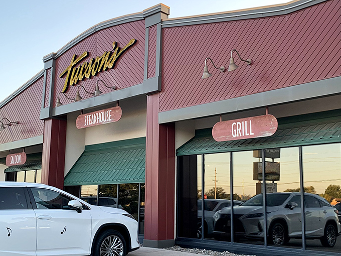 The unmistakable red exterior of Tucson's beckons like a beacon for beef lovers. Western charm meets Midwest hospitality at this Salina staple.