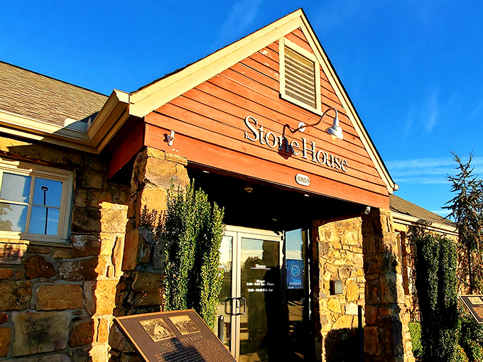 The stone facade and rustic red exterior of StoneHouse welcomes you like an old friend who happens to have impeccable taste in architecture.