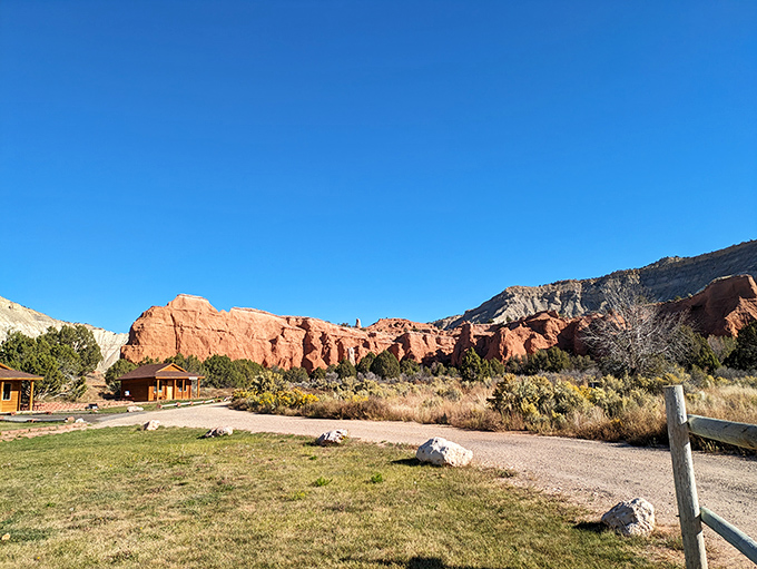 Nature's skyscrapers reach for that impossibly blue Utah sky, while juniper trees add splashes of green to this geological masterpiece.