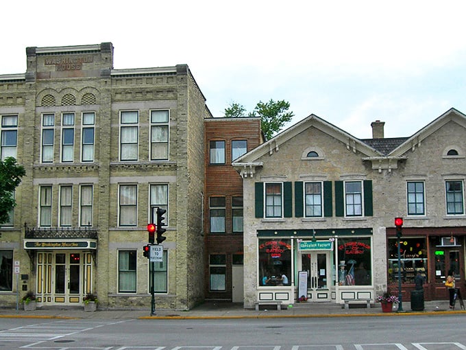 Cedarburg's historic downtown buildings tell stories in brick and mortar. This furniture store exemplifies the town's commitment to preserving its architectural heritage while keeping businesses thriving.