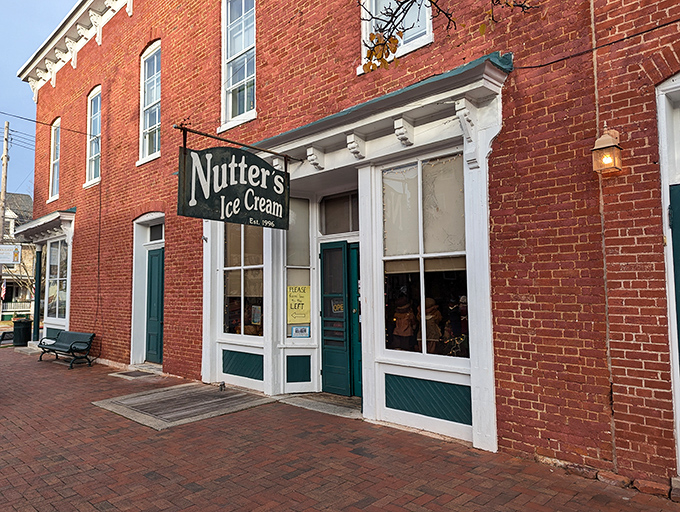 The historic red brick fa&ccedil;ade of Nutter's stands like a sweet sentinel on Sharpsburg's main street, beckoning ice cream lovers with timeless charm.
