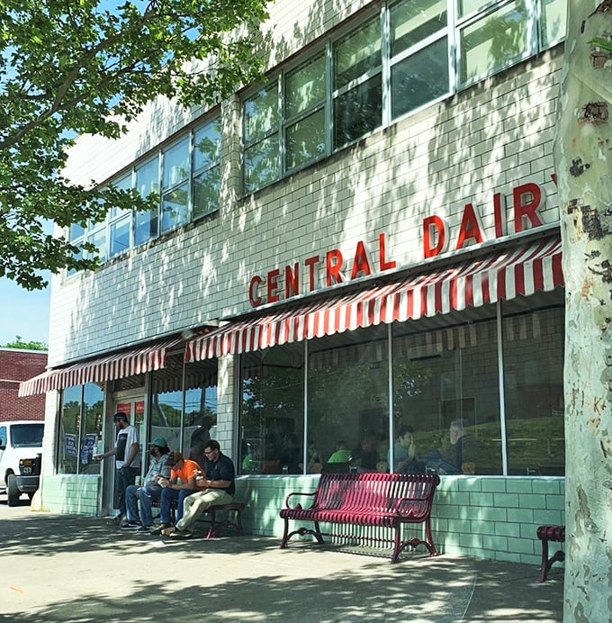 The iconic red-and-white striped awnings of Central Dairy beckon like a dessert lighthouse on Madison Street. Ice cream salvation awaits inside.