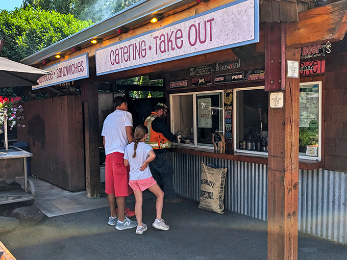 The rustic wooden exterior of Pine Shed Ribs isn't trying to impress anyone&mdash;until you smell what's cooking inside. Barbecue authenticity at its finest.
