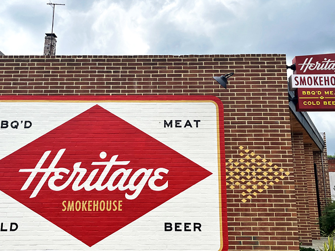 The red diamond logo promises the holy trinity of BBQ: meat, smoke, and cold beer.