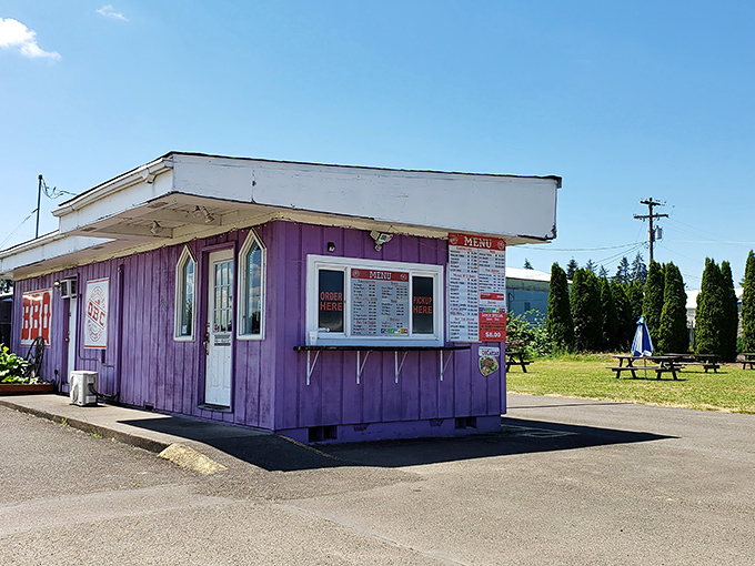 The purple palace of pork! Oregon Barbecue Company's humble exterior belies the smoky treasures waiting inside this Albany landmark.