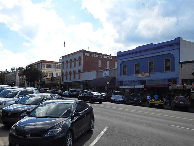 Historic Prescott Hotel stands proudly on Whiskey Row, where cowboys once traded tall tales and taller drinks. Today's visitors find charm instead of shootouts. 