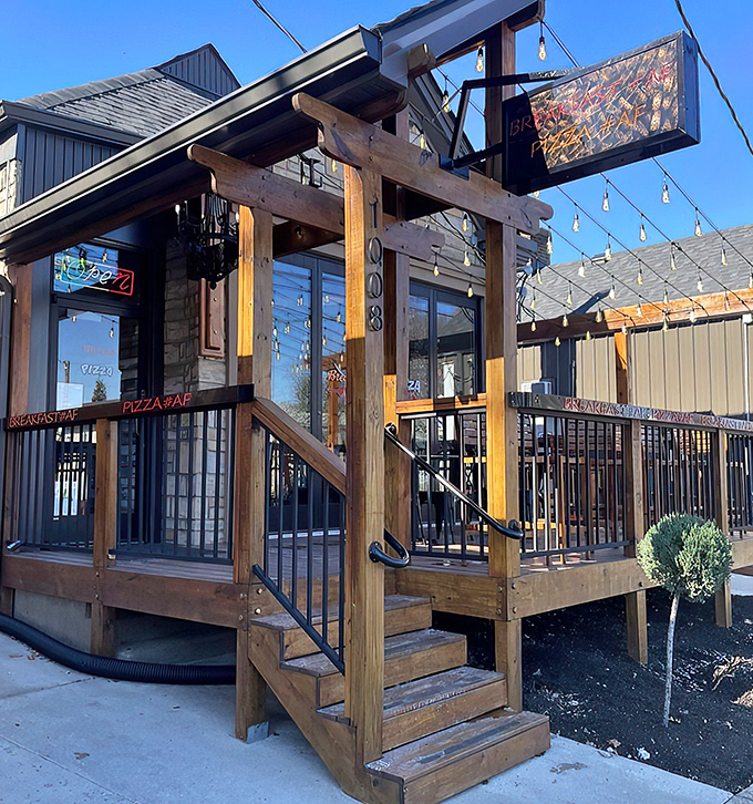 The stone facade and bold signage of Breakfast AF immediately announces this isn't your standard eggs-and-toast joint. Louisville's morning rebels have found their headquarters.