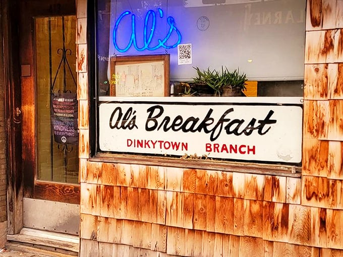 The unassuming storefront that launched a thousand breakfast dreams. Al's blue awning and weathered shingles have welcomed hungry Minnesotans for generations.
